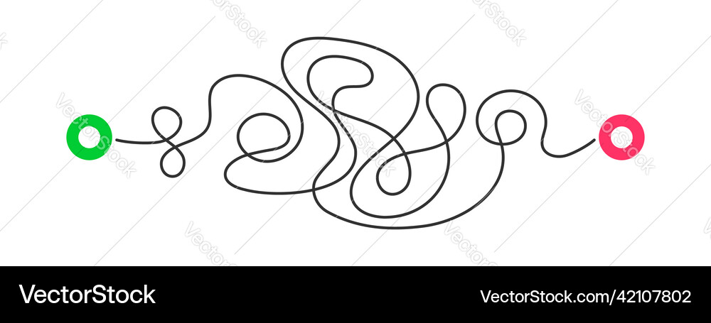 Curved line with green start and red finish point Vector Image