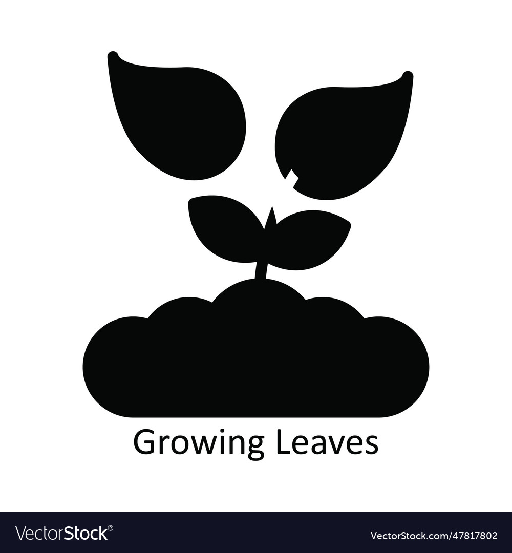 Growing leaves solid icon design Royalty Free Vector Image