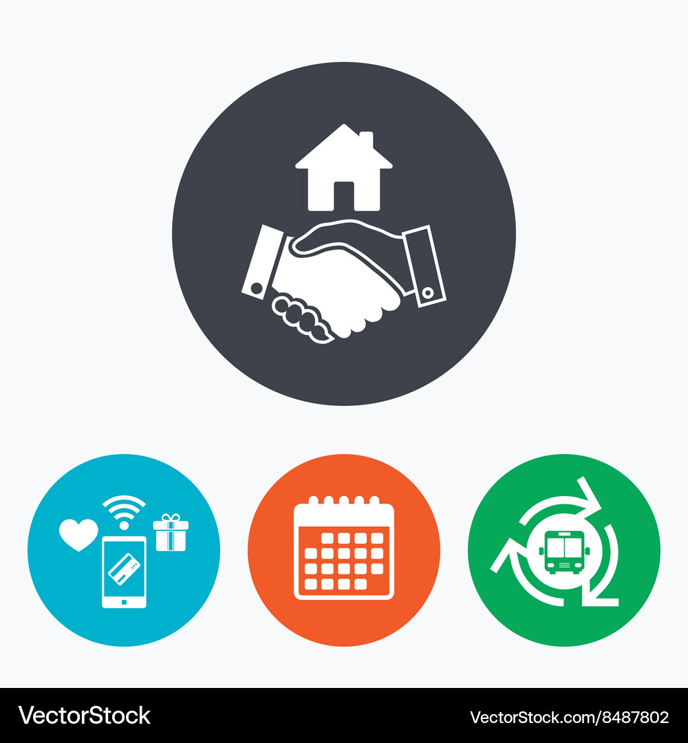 Home handshake sign icon successful business Vector Image