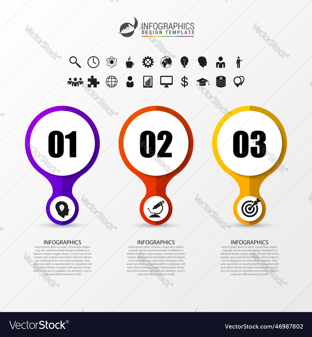 Infographic template diagram with 3 steps Vector Image