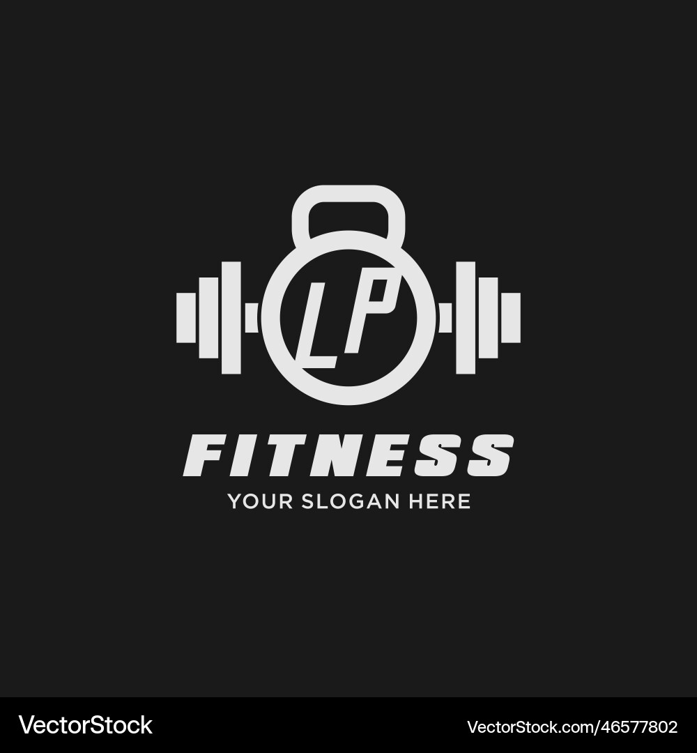 Initial lp fitness logo with creative kettlebell Vector Image