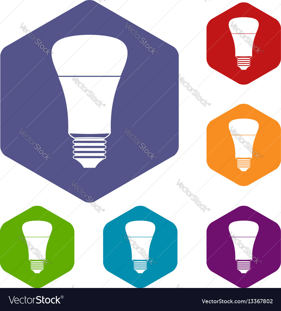 Led bulb icons set Royalty Free Vector Image - VectorStock