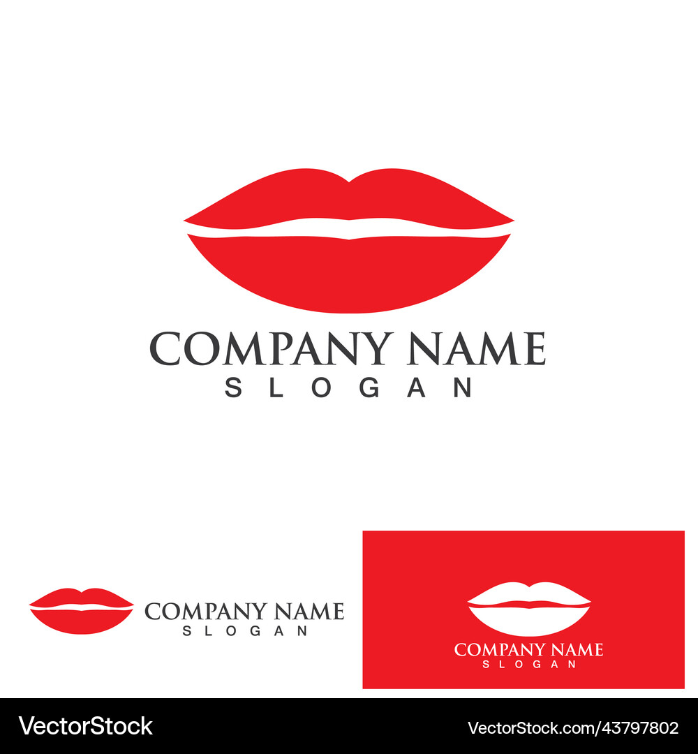 Lips woman logo and symbol Royalty Free Vector Image