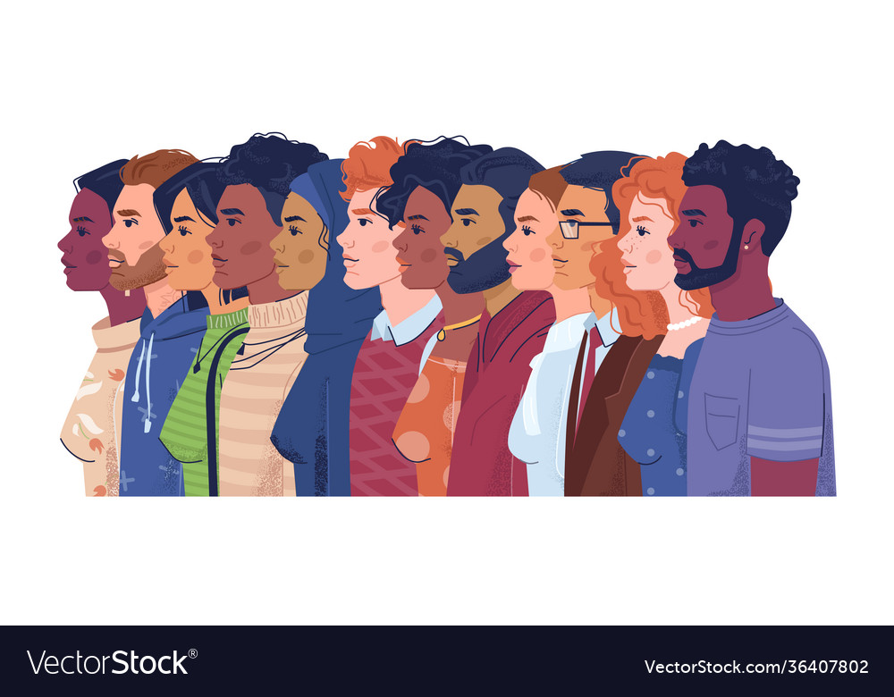 Multiracial multicultural crowd diverse people Vector Image Multiracial multicultural crowd diverse people Vector Image