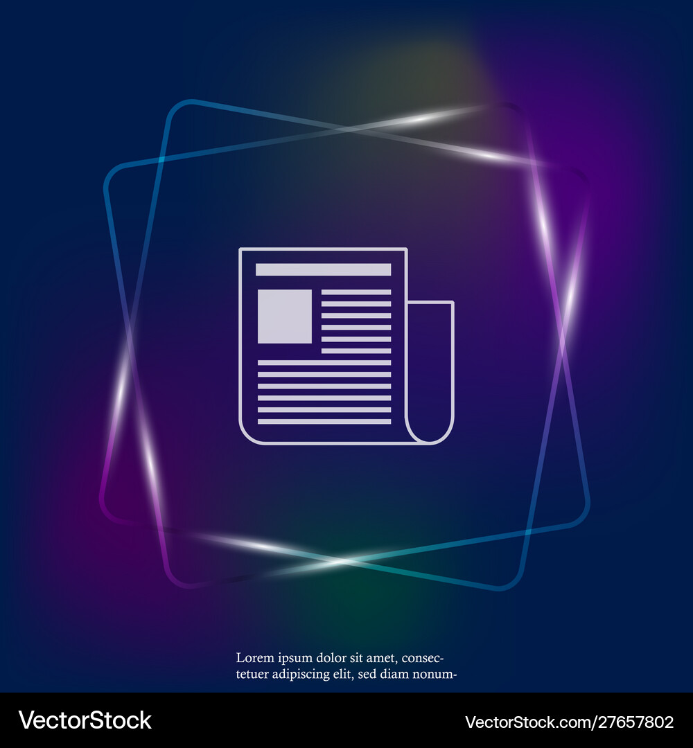 News neon light icon newspaper layers Royalty Free Vector