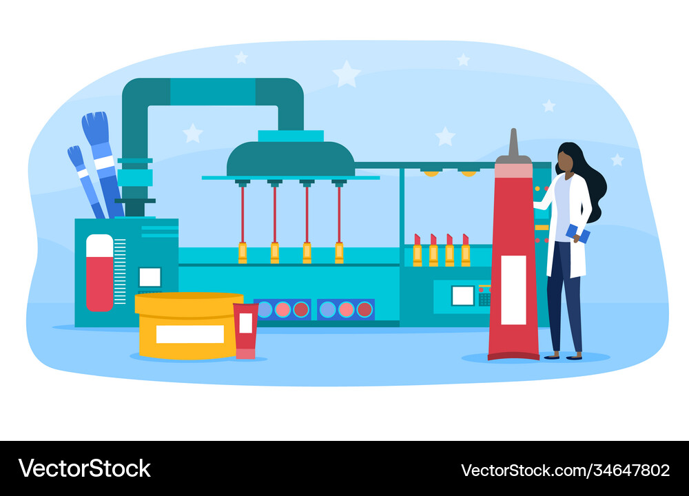 Production cosmetics in factory Royalty Free Vector Image