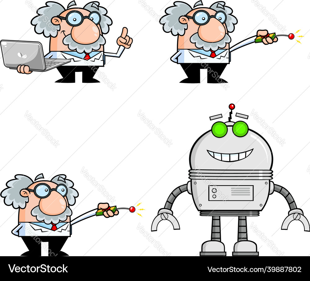 Science professor collection Royalty Free Vector Image