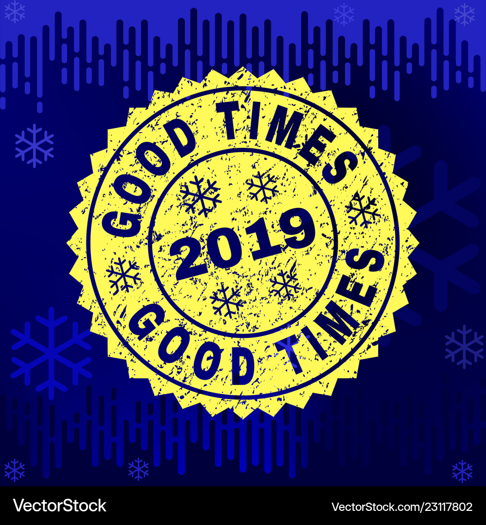 Scratched good stamp seal on winter background Vector Image