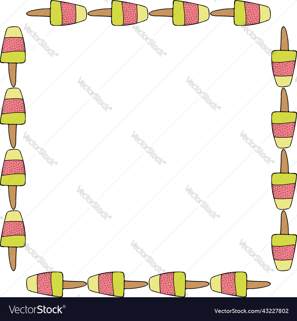 Square frame with creative watermelon ice cream Vector Image