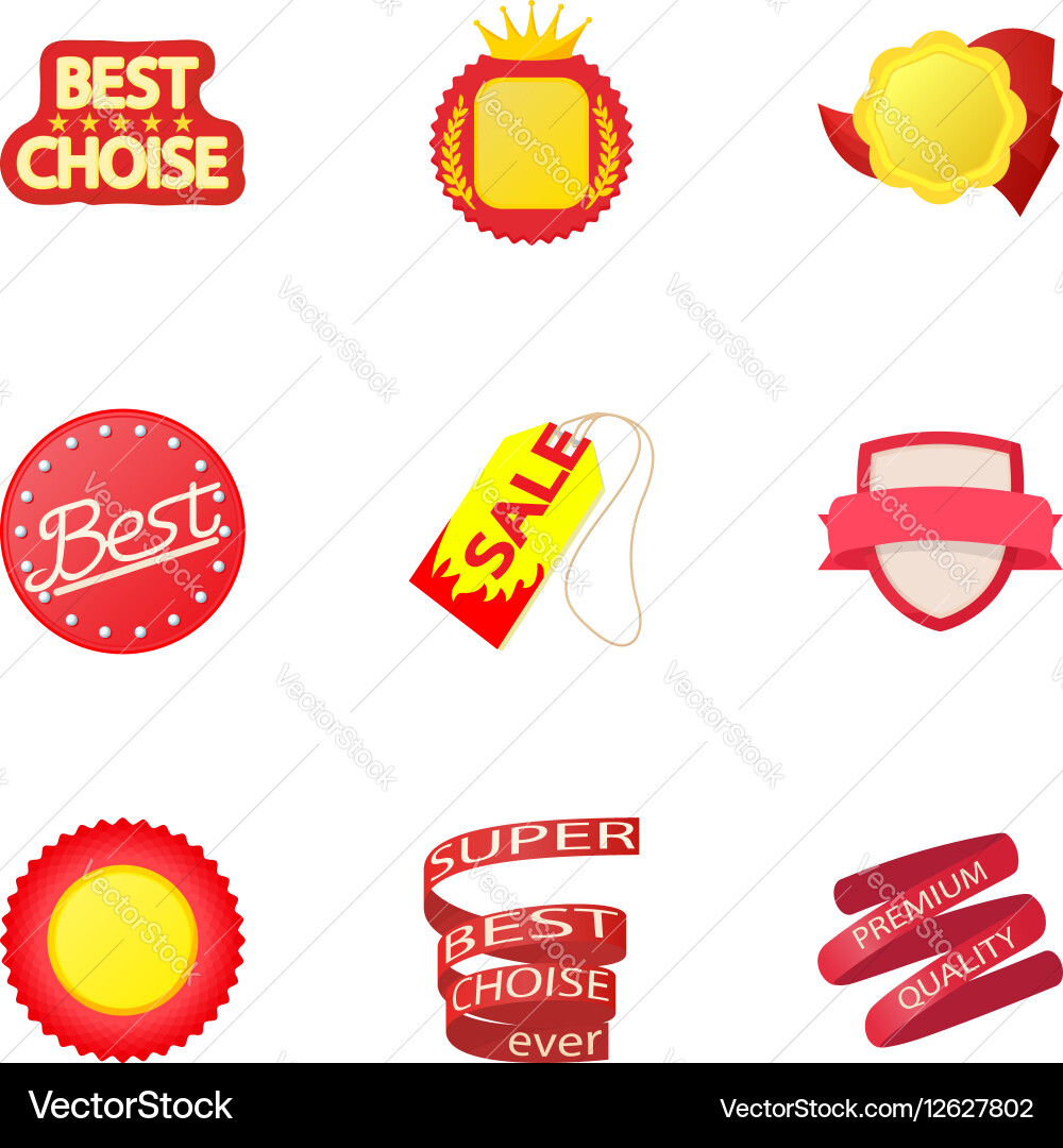 Tag icons set cartoon style Royalty Free Vector Image