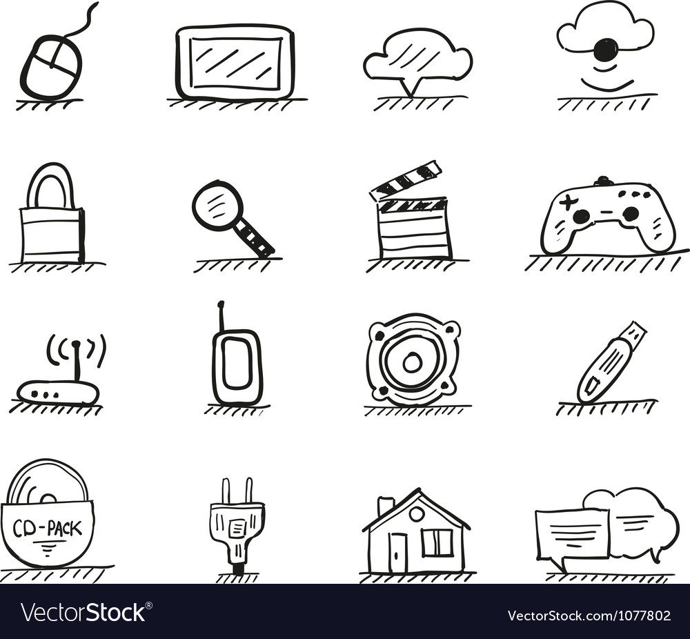 Web hand drawn icons Royalty Free Vector Image