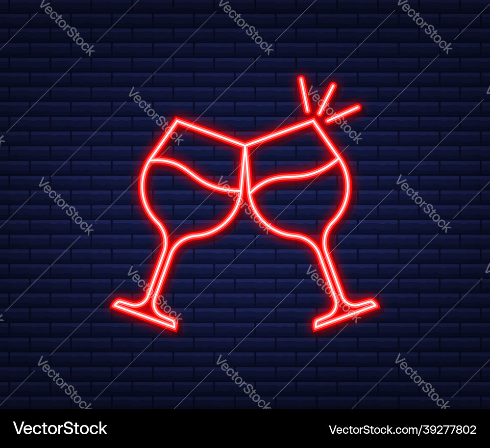 Wineglass icon goblet symbol neon style Royalty Free Vector