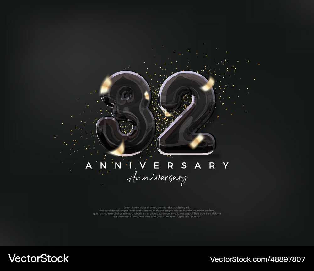 32nd anniversary celebration design with luxury Vector Image