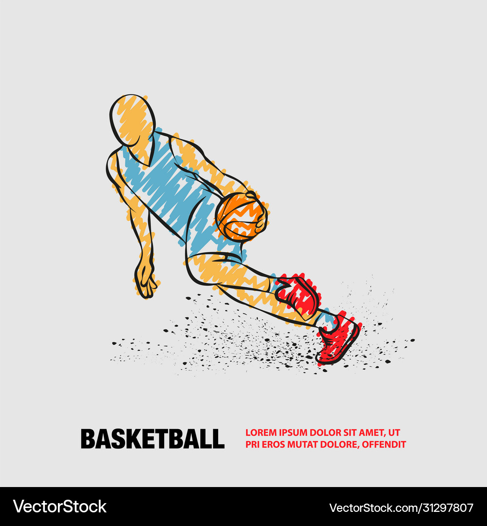 Basketball player dribbling with a ball Royalty Free Vector