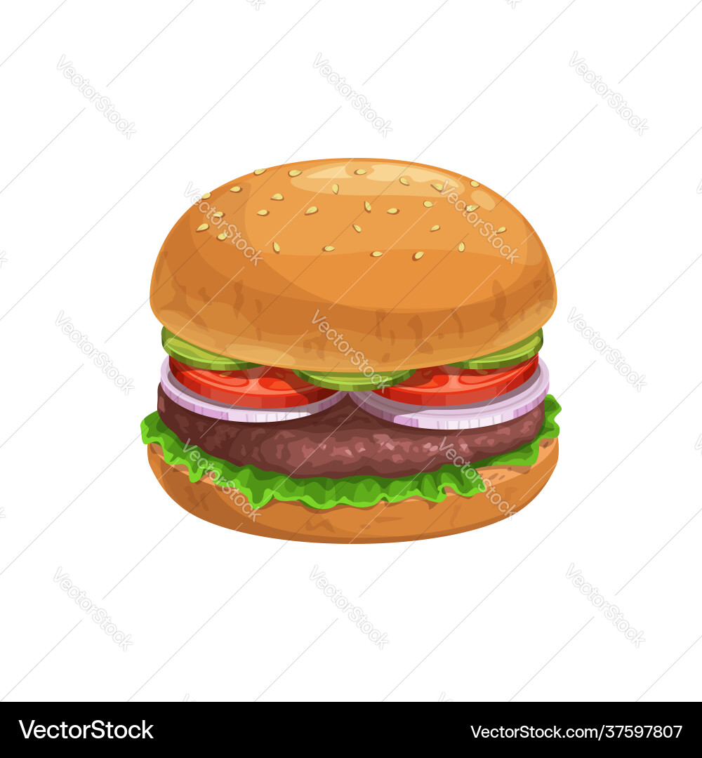 Burger fast food sandwich hamburger menu icon Vector Image