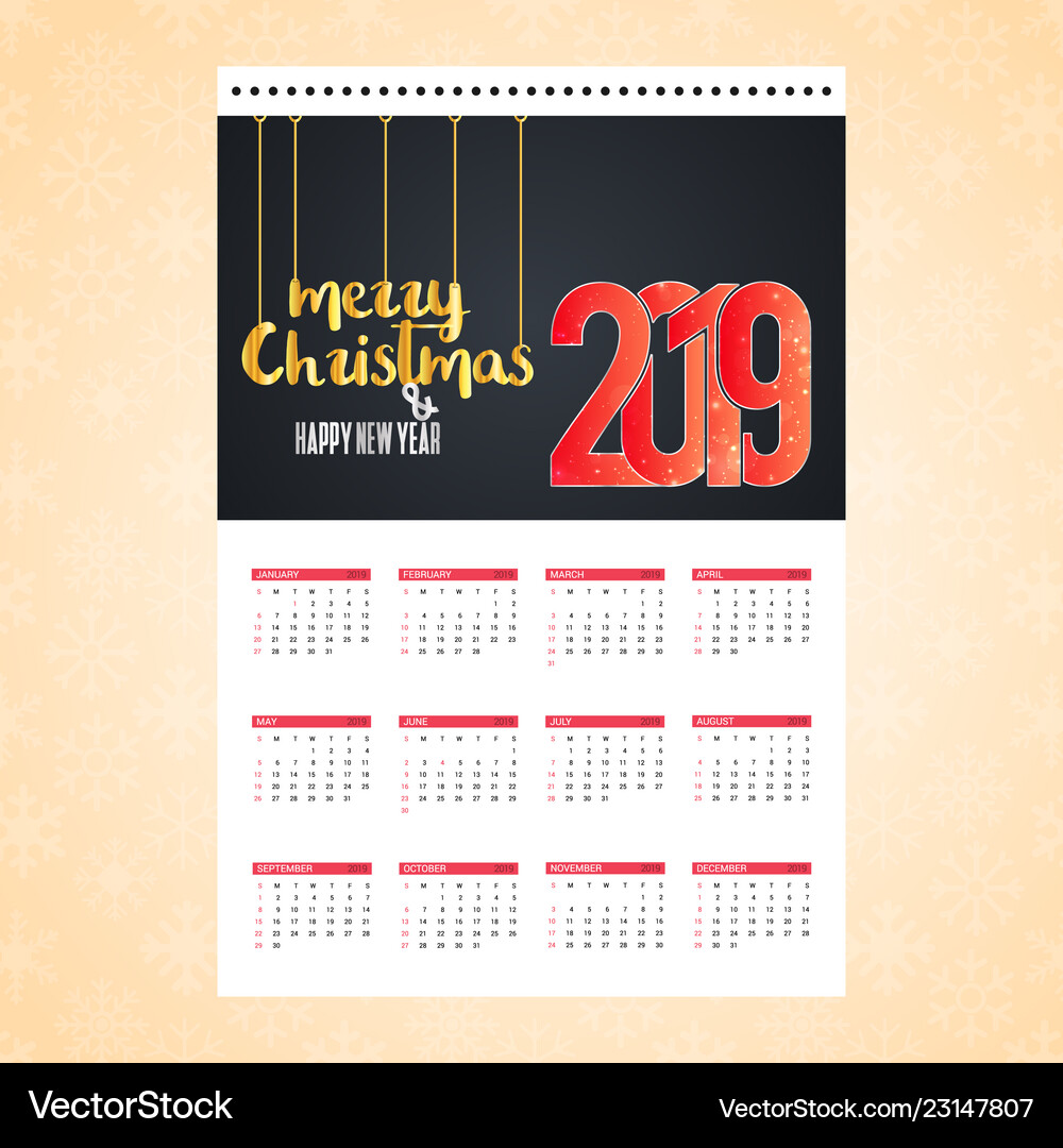 Christmas calendar design card with creative Vector Image