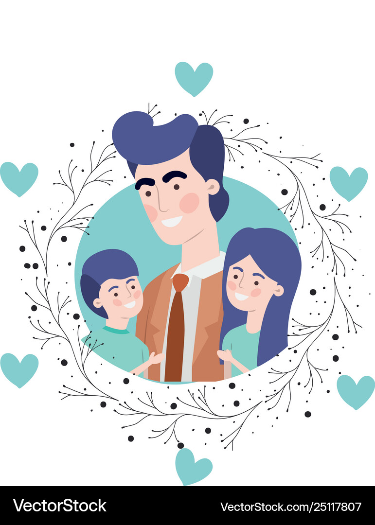 Father with children avatar character Royalty Free Vector