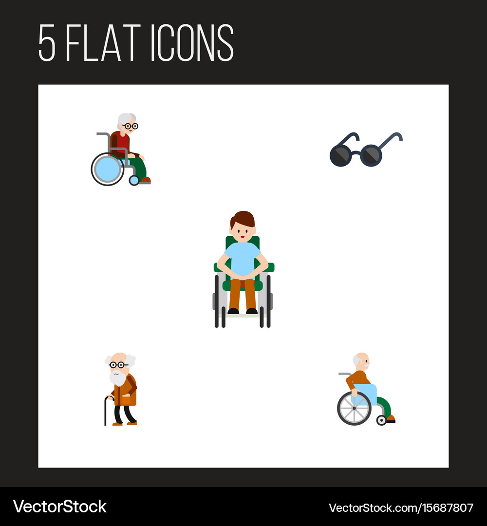 Flat icon disabled set of handicapped man Vector Image