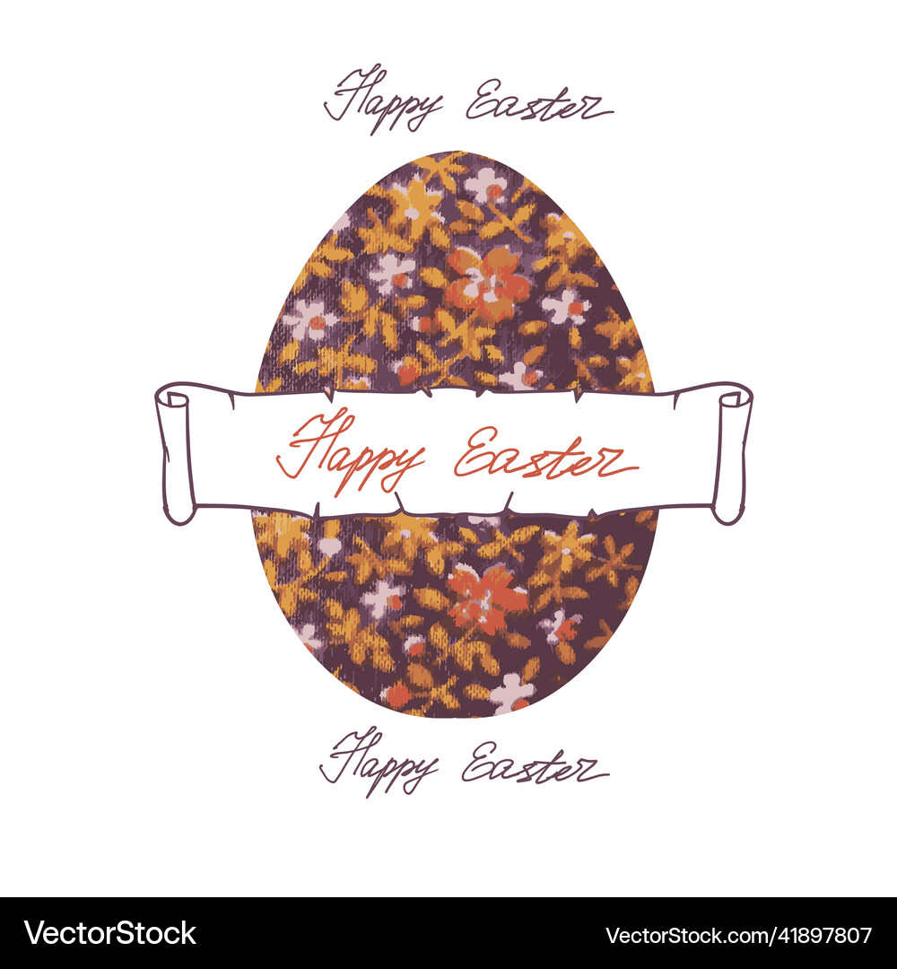Happy easter labels image of an egg with floral Vector Image