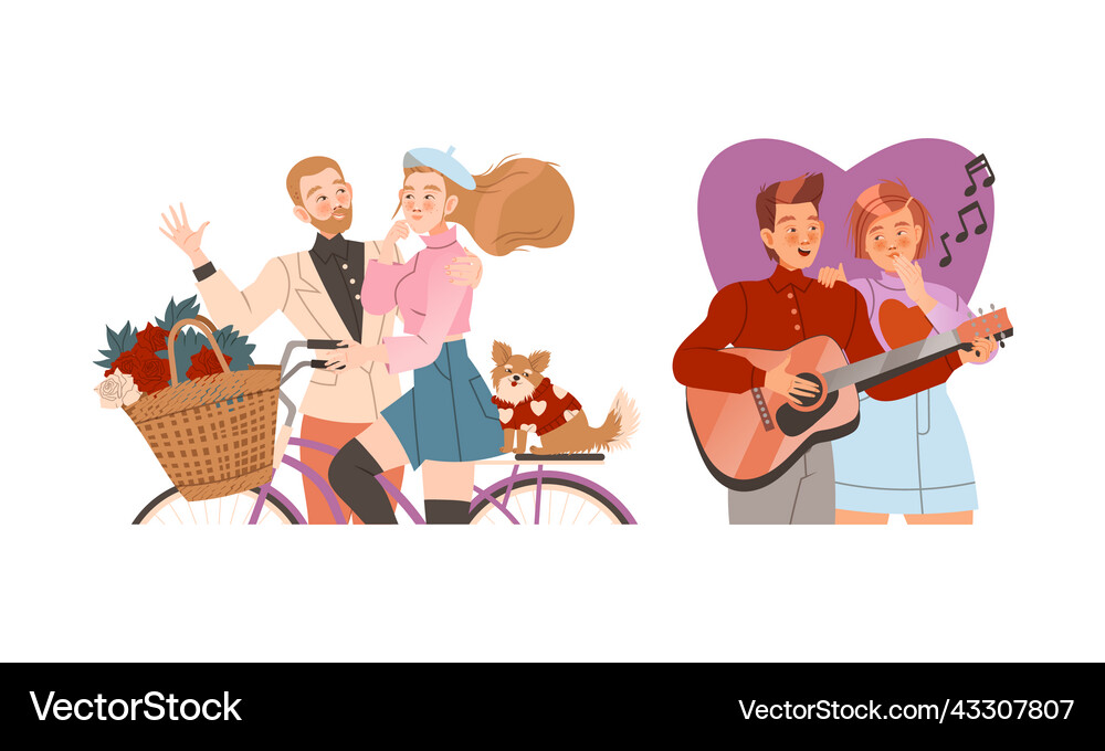 Happy people in romantic relationships set Vector Image