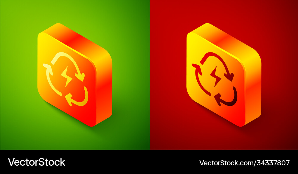Isometric battery with recycle symbol line icon Vector Image