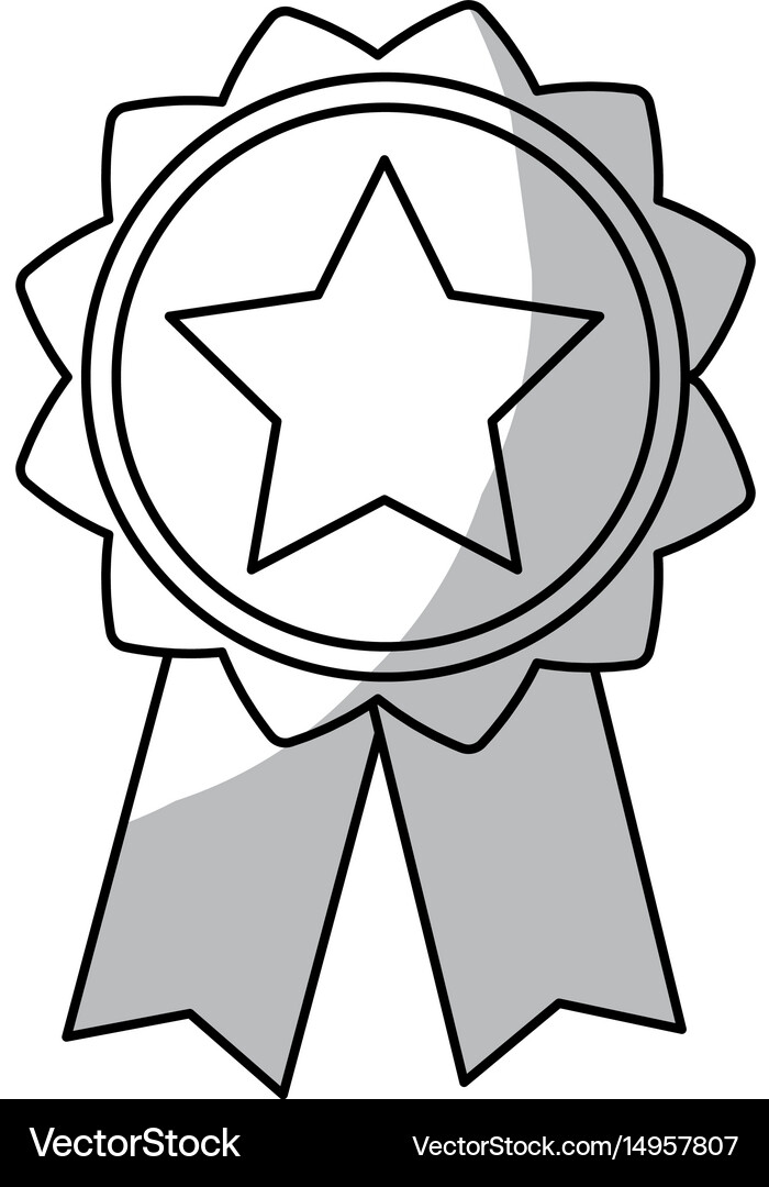 Line emblem with star inside and ribbon design Vector Image