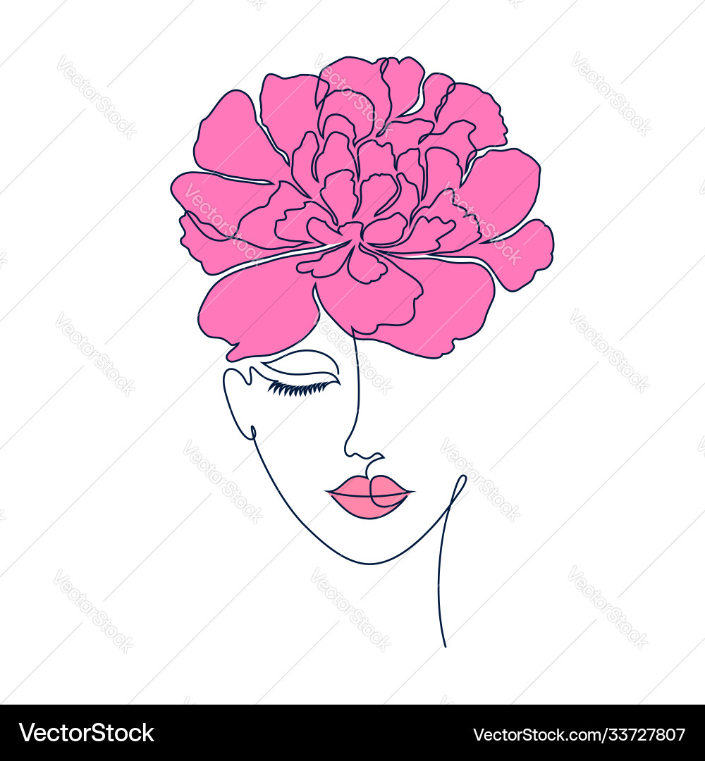 Minimal woman face on white Royalty Free Vector Image