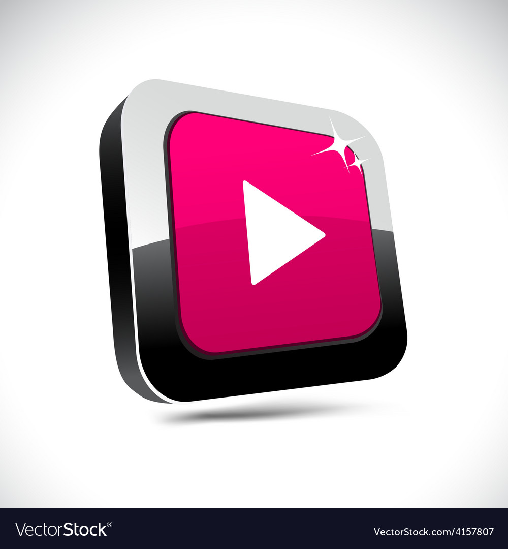 Play 3d square button Royalty Free Vector Image