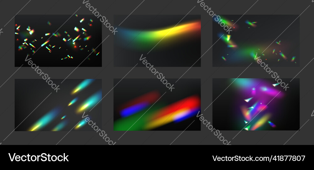 Rainbow crystal lights collection of backgrounds Vector Image