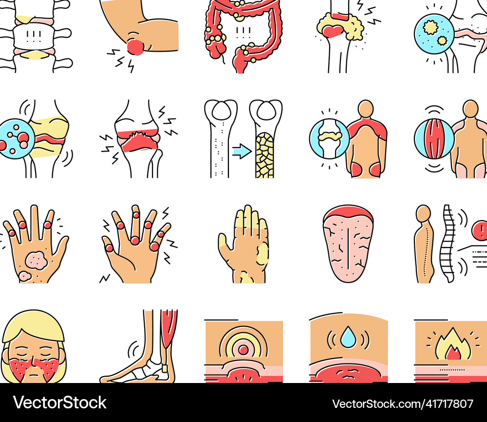 Rheumatology Disease Icons Royalty Free Vector Image