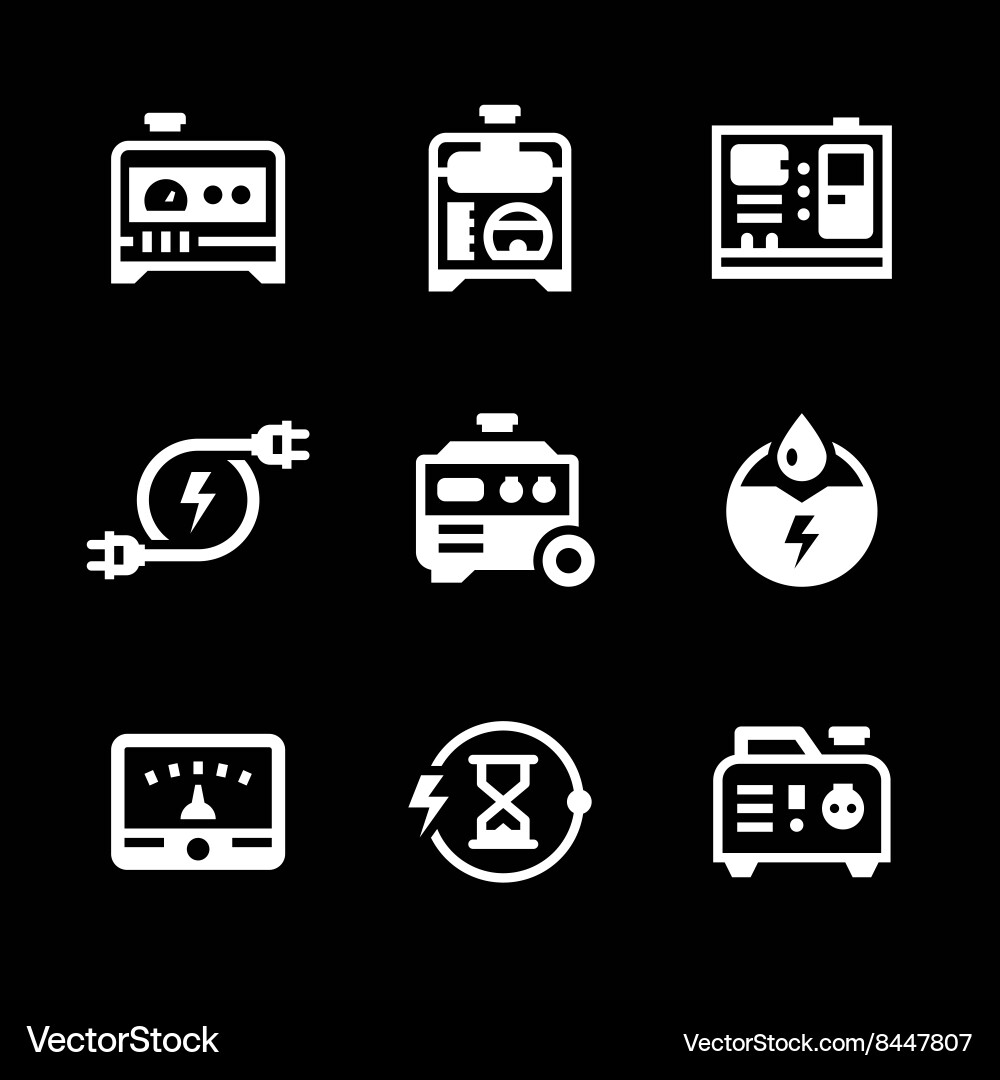 Set icons of electrical generator Royalty Free Vector Image