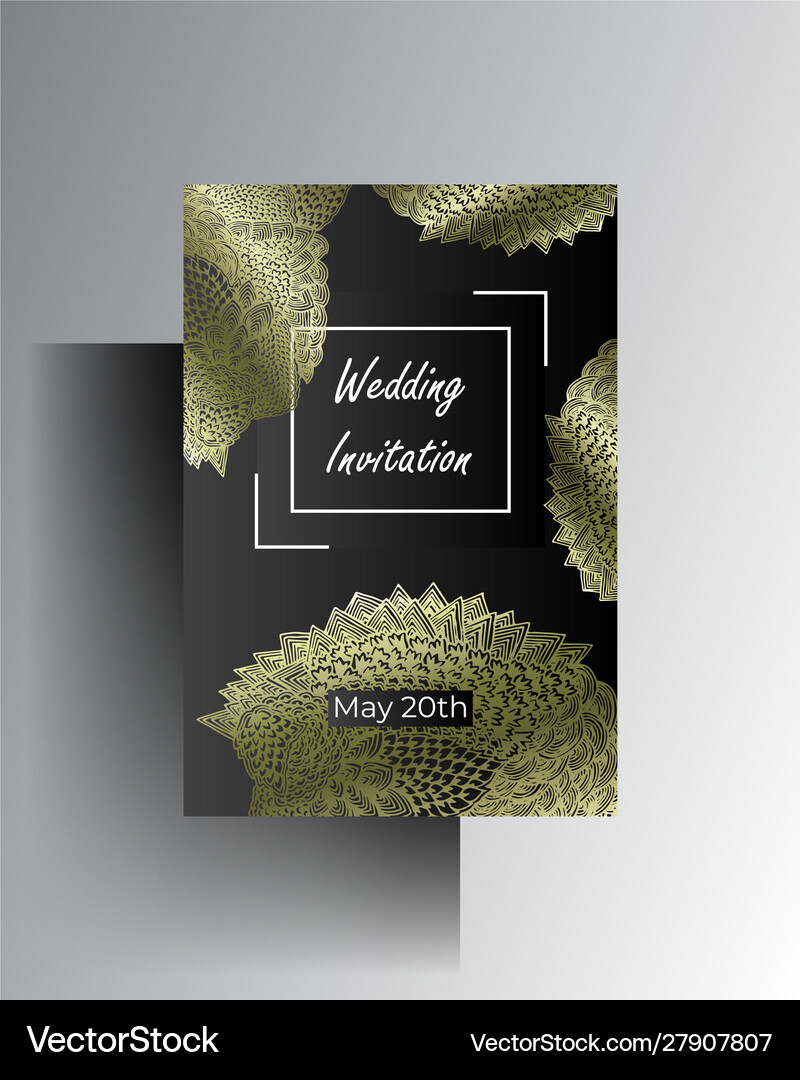 Wedding invitation design hand painted metal Vector Image