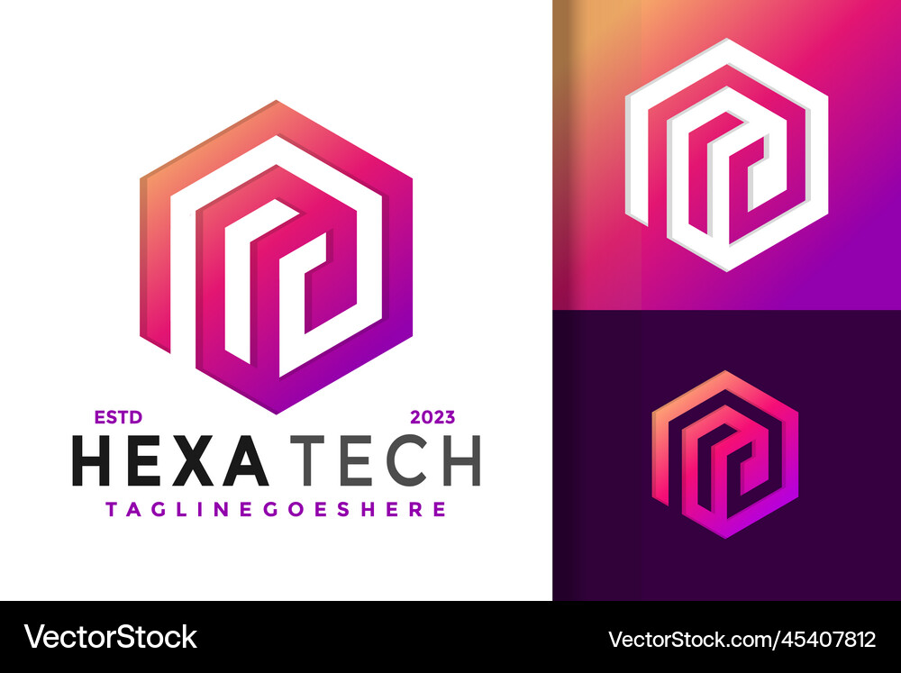 Abstract letter p hexagon logo logos design Vector Image