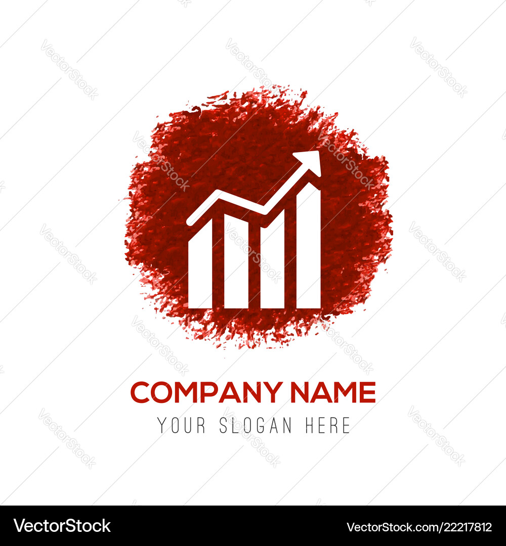 Business graph icon - red watercolor circle splash