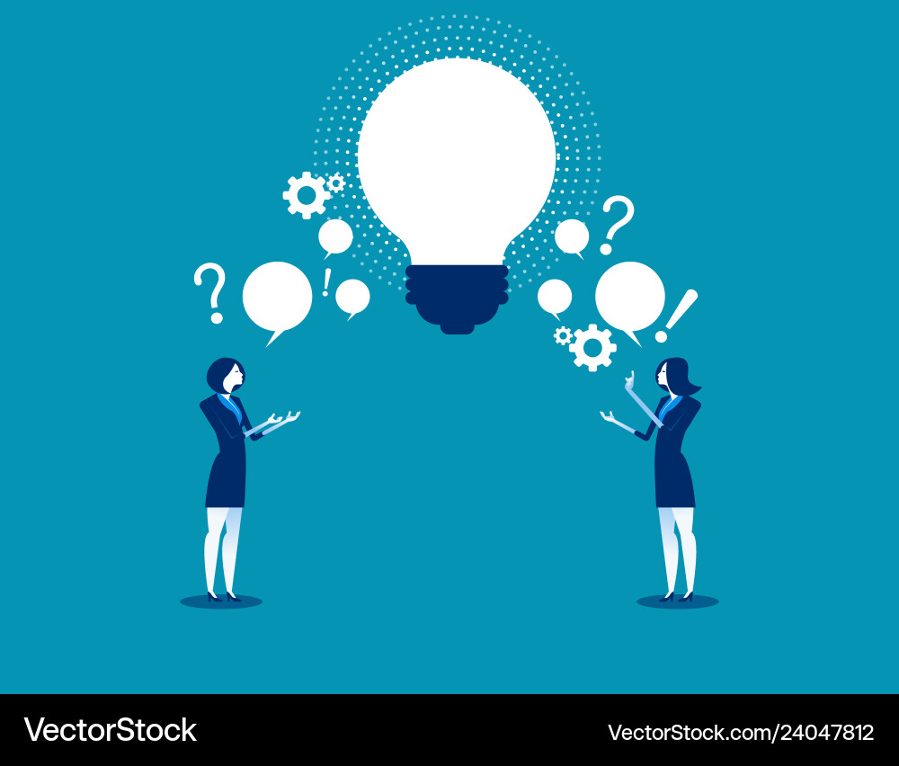 Business person exchanging question and idea Vector Image