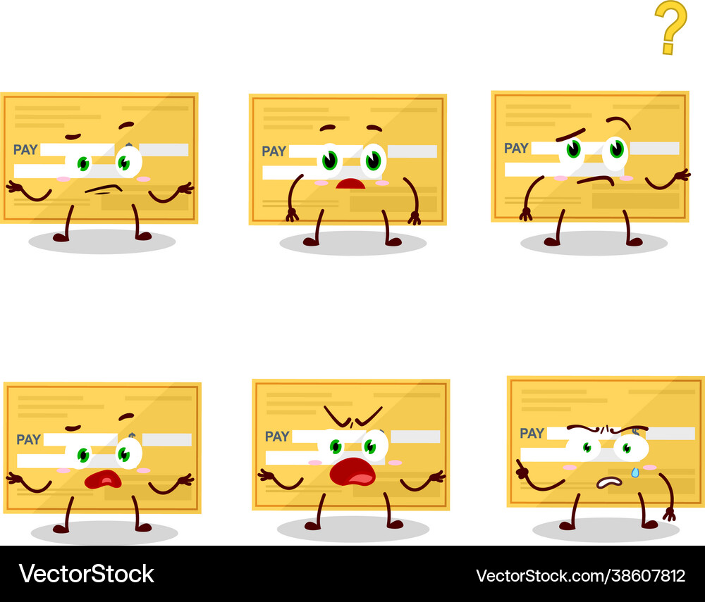 Cartoon character payment check paper Royalty Free Vector