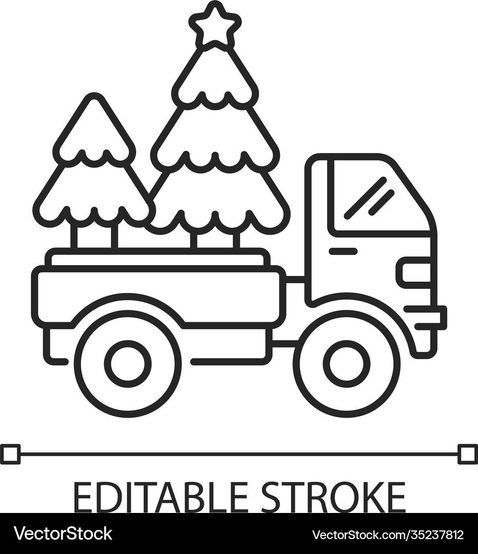 Christmas tree delivery linear icon Royalty Free Vector