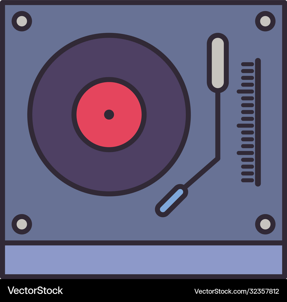 Dj turntable line and fill style icon Royalty Free Vector