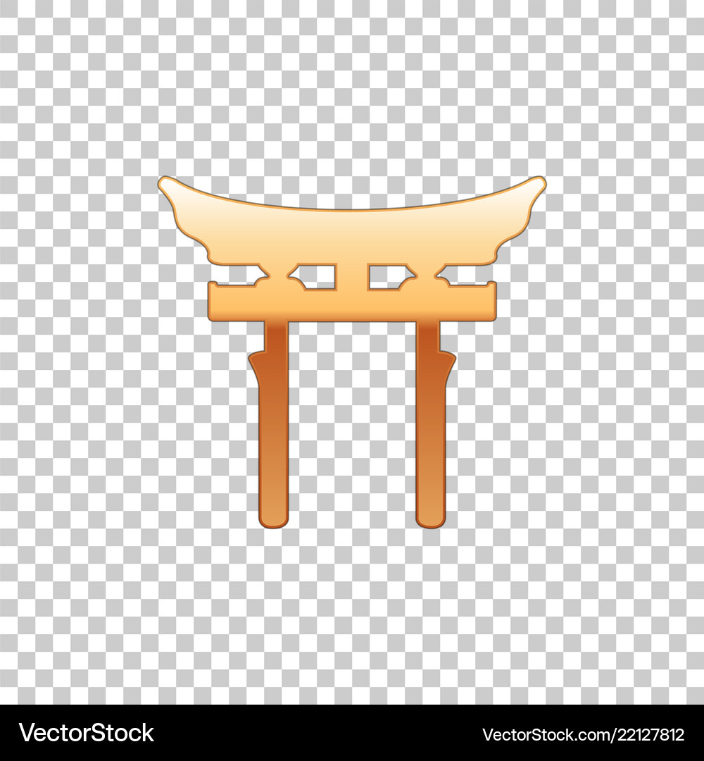 Golden japan gate isolated object on transparent Vector Image