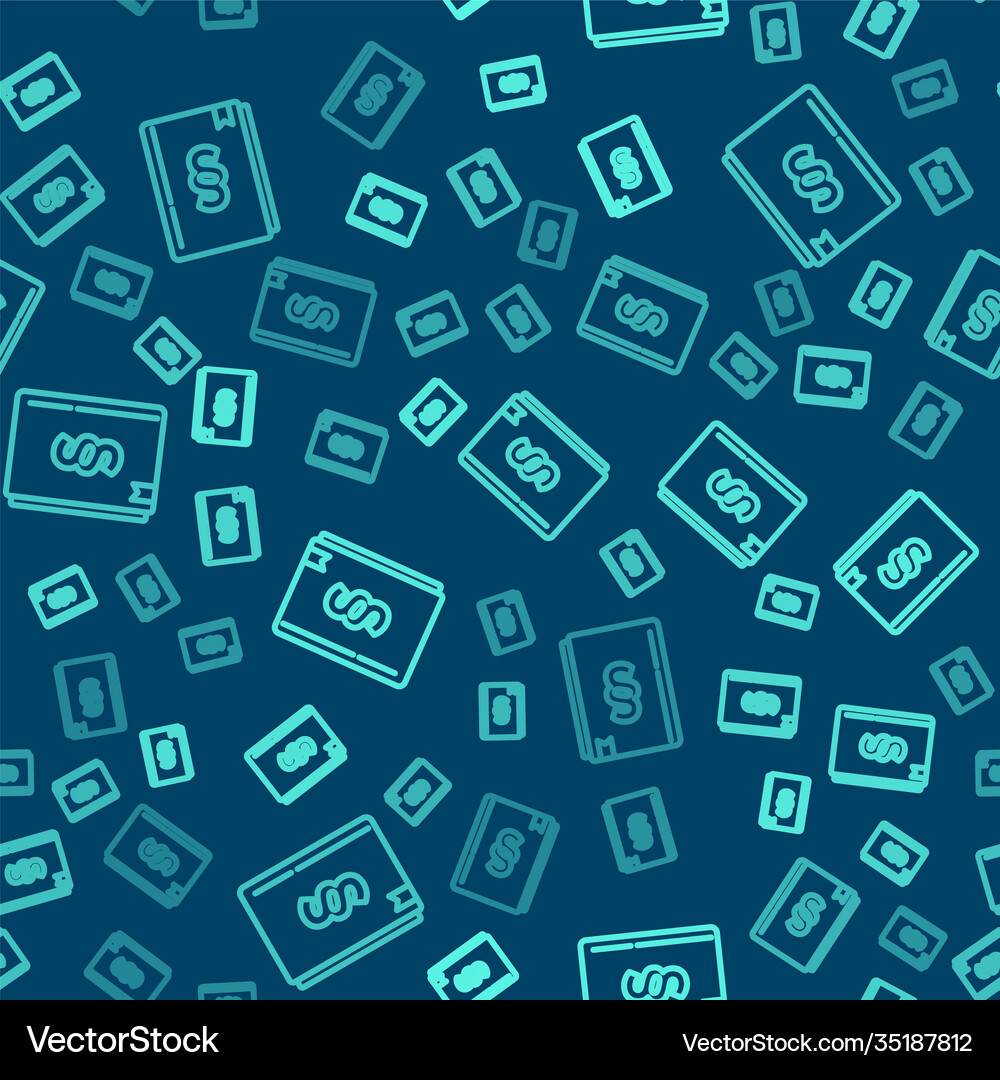 Green line law book icon isolated seamless pattern