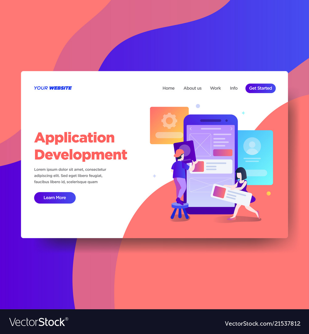 Landing page template application development Vector Image