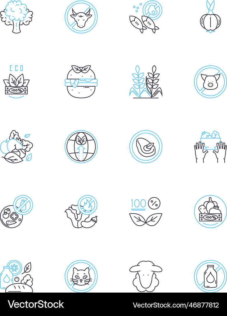 Meatless linear icons set vegetarian vegan Vector Image