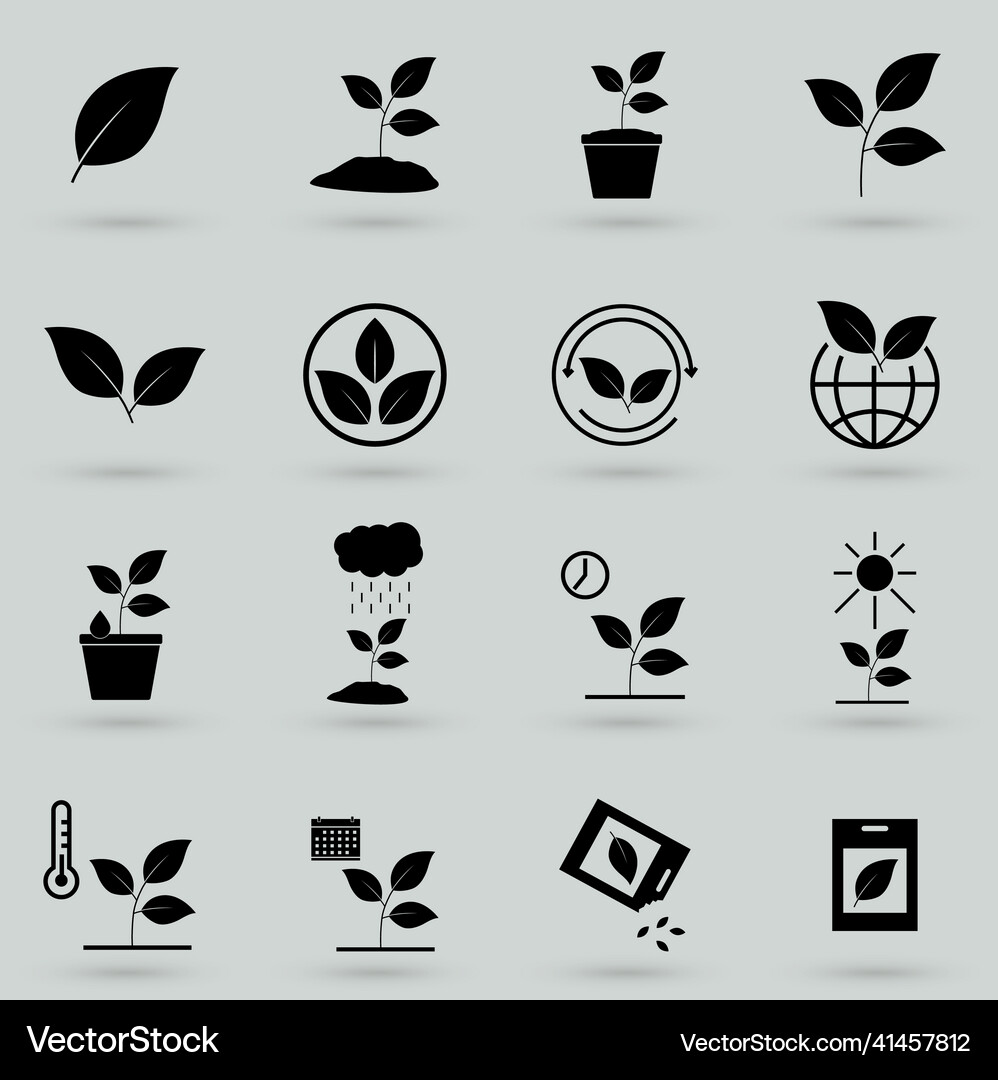 Plants icons set simple flat icons set Royalty Free Vector
