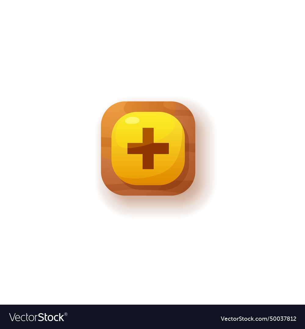 Plus glossy ui button icon sound adding or Vector Image