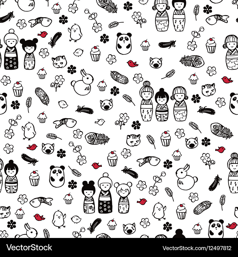 Seamless pattern with miniatures Royalty Free Vector Image