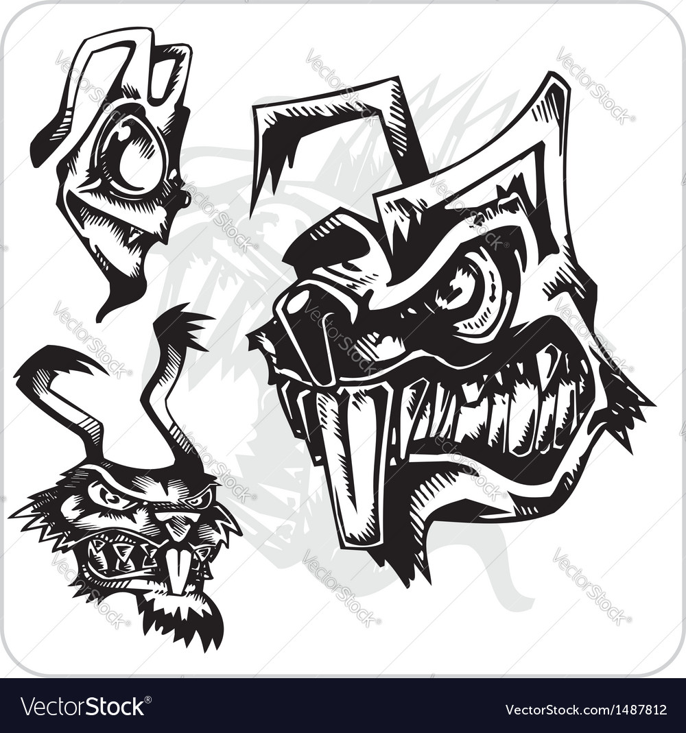 Set - Aggressive rabbit Royalty Free Vector Image