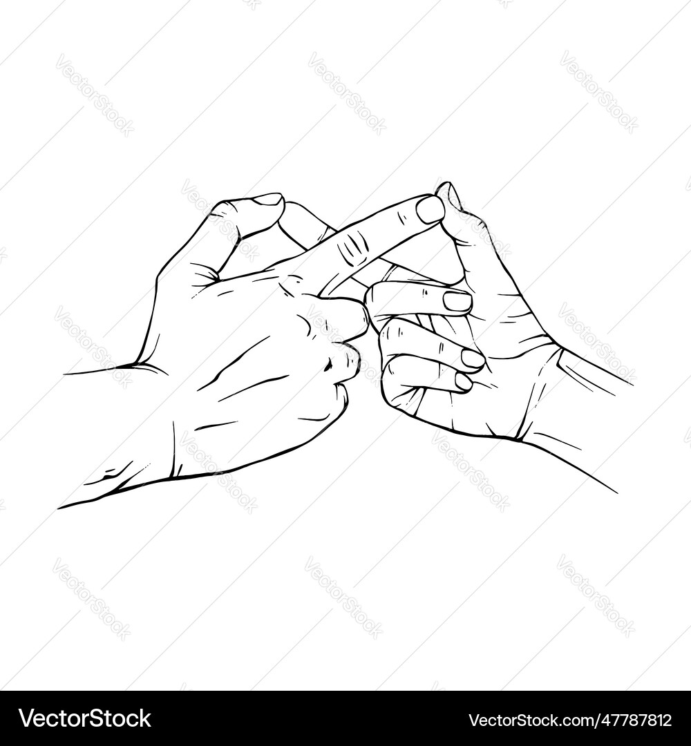 Two hand drawn gesture sketch line art Royalty Free Vector