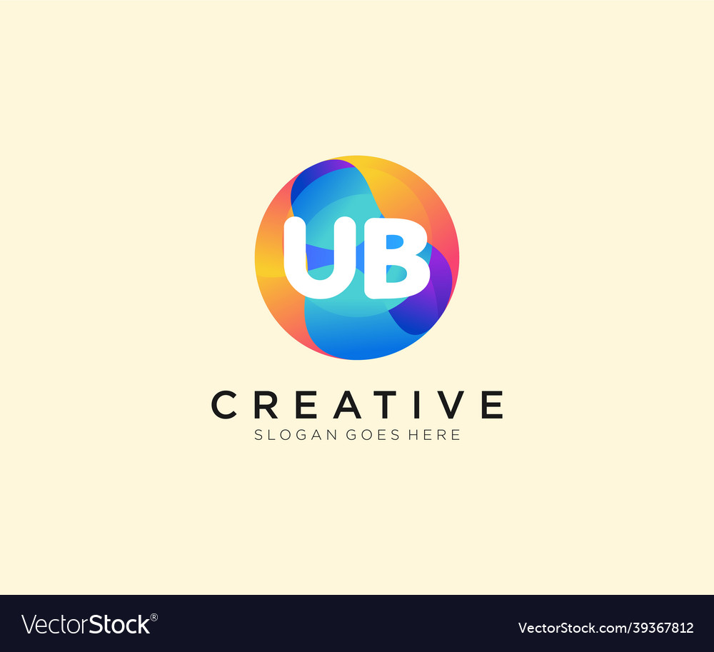 Ub initial logo with colorful circle template Vector Image