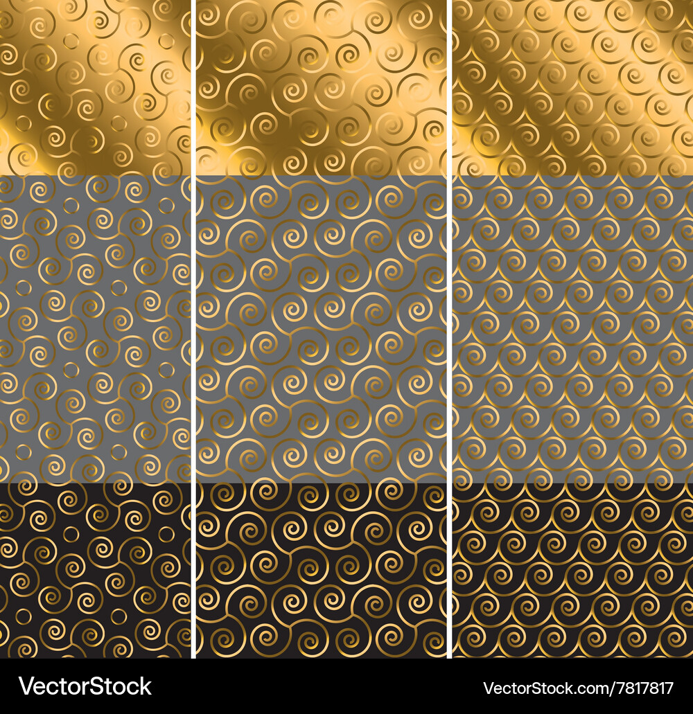 Black and gold set of seamless embossed pattern Vector Image