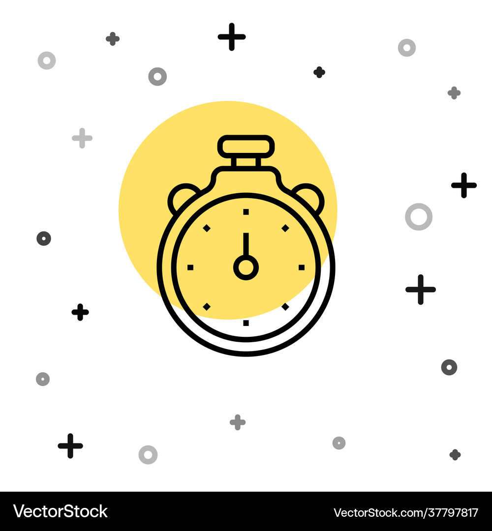 Black line stopwatch icon isolated on white Vector Image